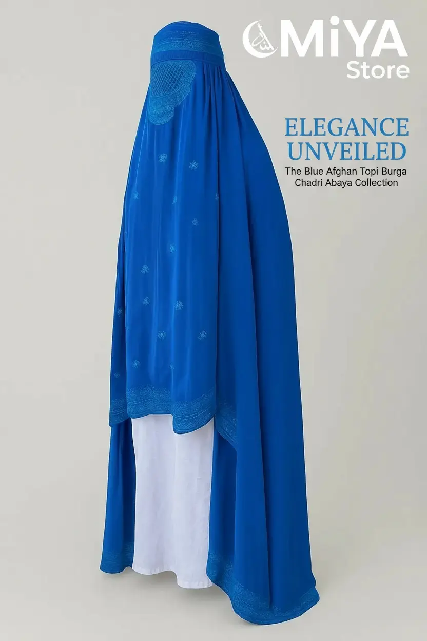 Blue Afghan Topi Burqa Chadri Jilbab Abaya
